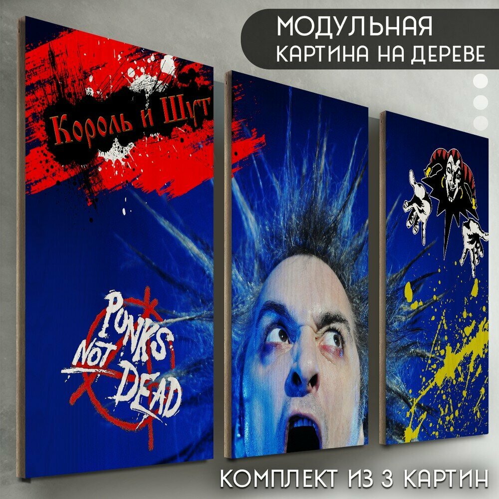 Модульная картина на дереве "музыка Король и шут (киш, рок, панк, хоррор, Горшок, граффити) - 6503"