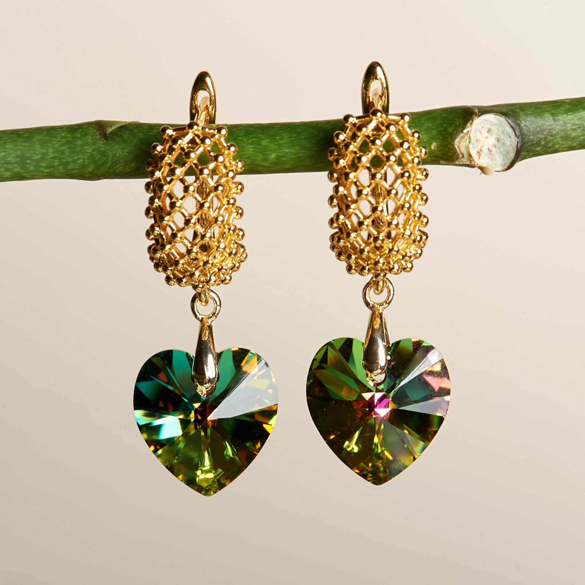 Серьги, кристаллы Swarovski, стекло, кристалл