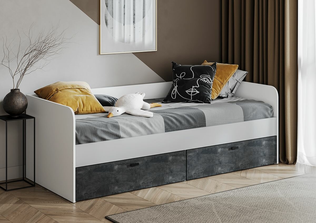 Кровать для детской Накки КР2Я-800 белый/серый (Интерьер-Центр)