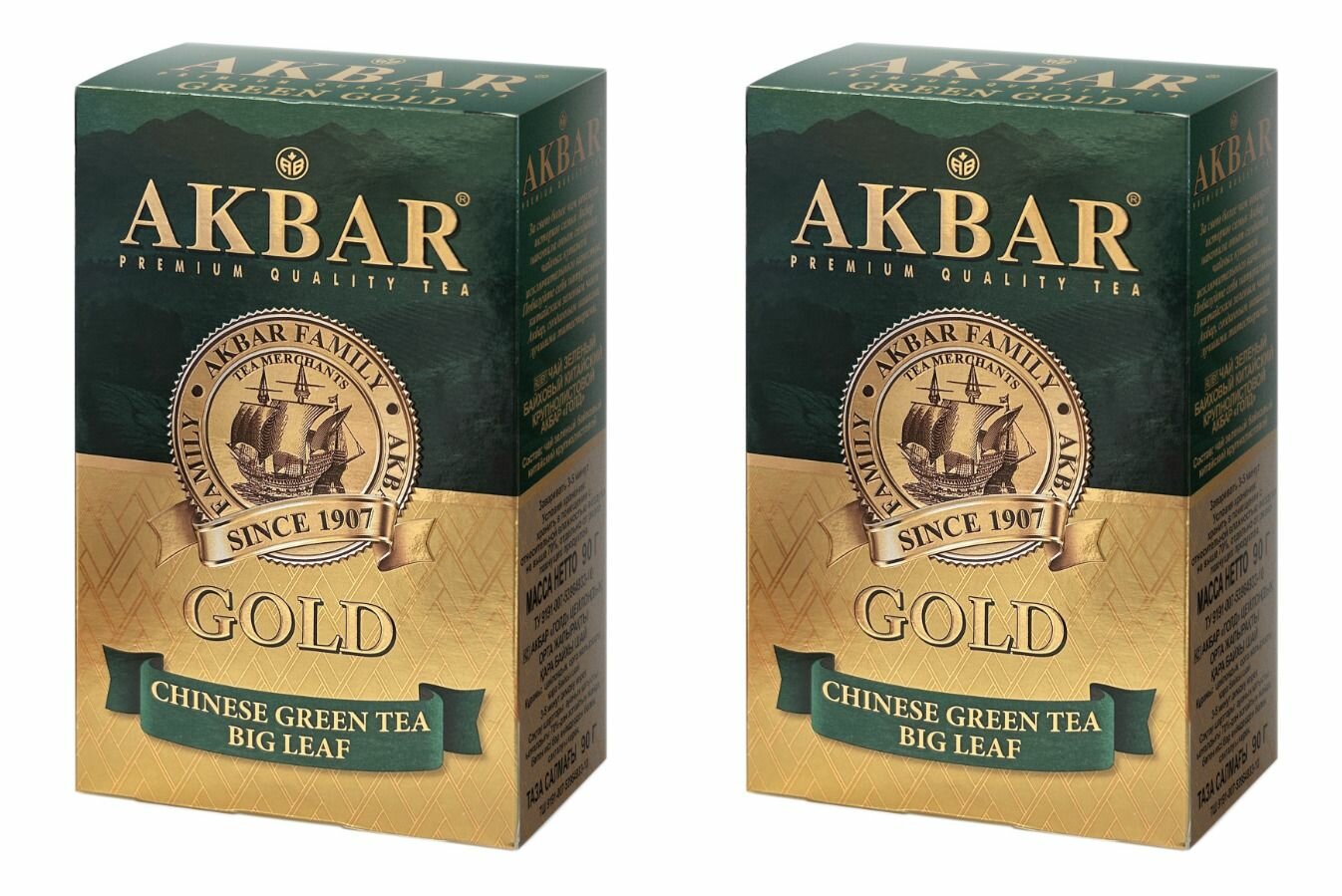 Akbar Чай зеленый Gold, 90 г, 2 уп