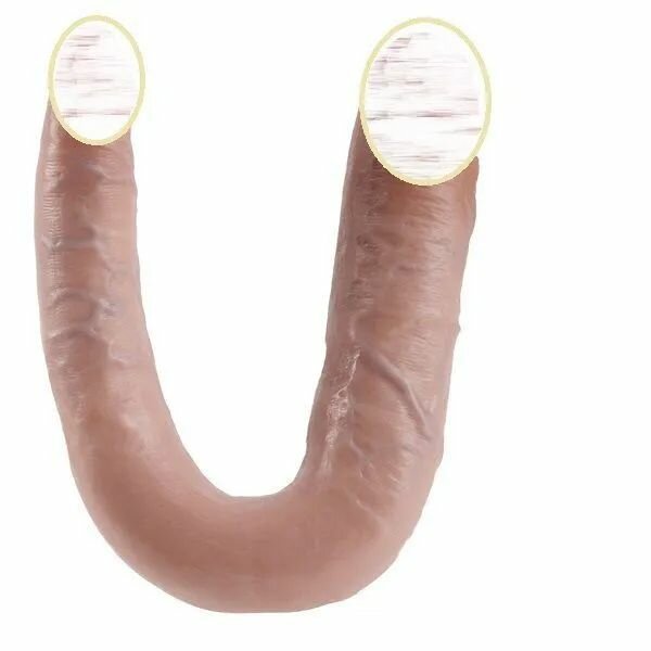 Телесный двусторонний фаллоимитатор U-Shaped Large Double Trouble - 44,4 см.