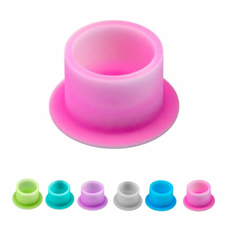 Силиконовые колпачки для пигмента и тату краски OZER Round Silicone Ink Caps Pink 50 шт