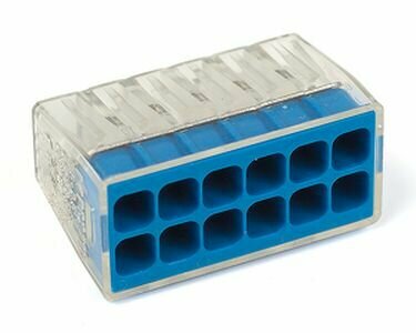 Heavy Power Клеммы СМК самозажимные PC2112-B 12-ти проводные 2,5мм² прозрачные (50шт)