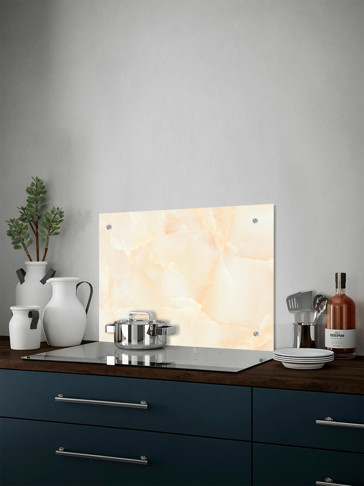 Защитный экран от брызг на плиту 400х600х4мм. Стеновая панель для кухни из закаленного стекла. Фартук для кухни на стену