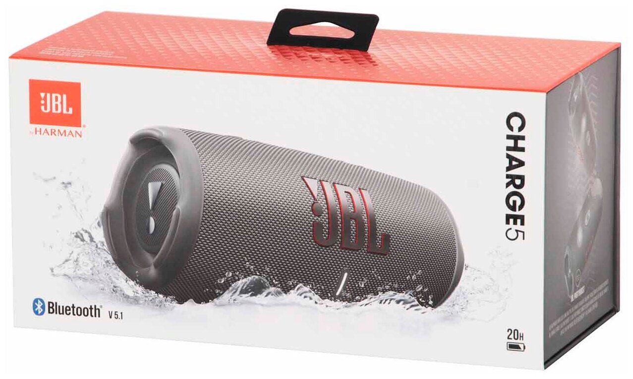 Портативная акустика колонка JBL Charge 5, 40 Вт, серый (Grey)