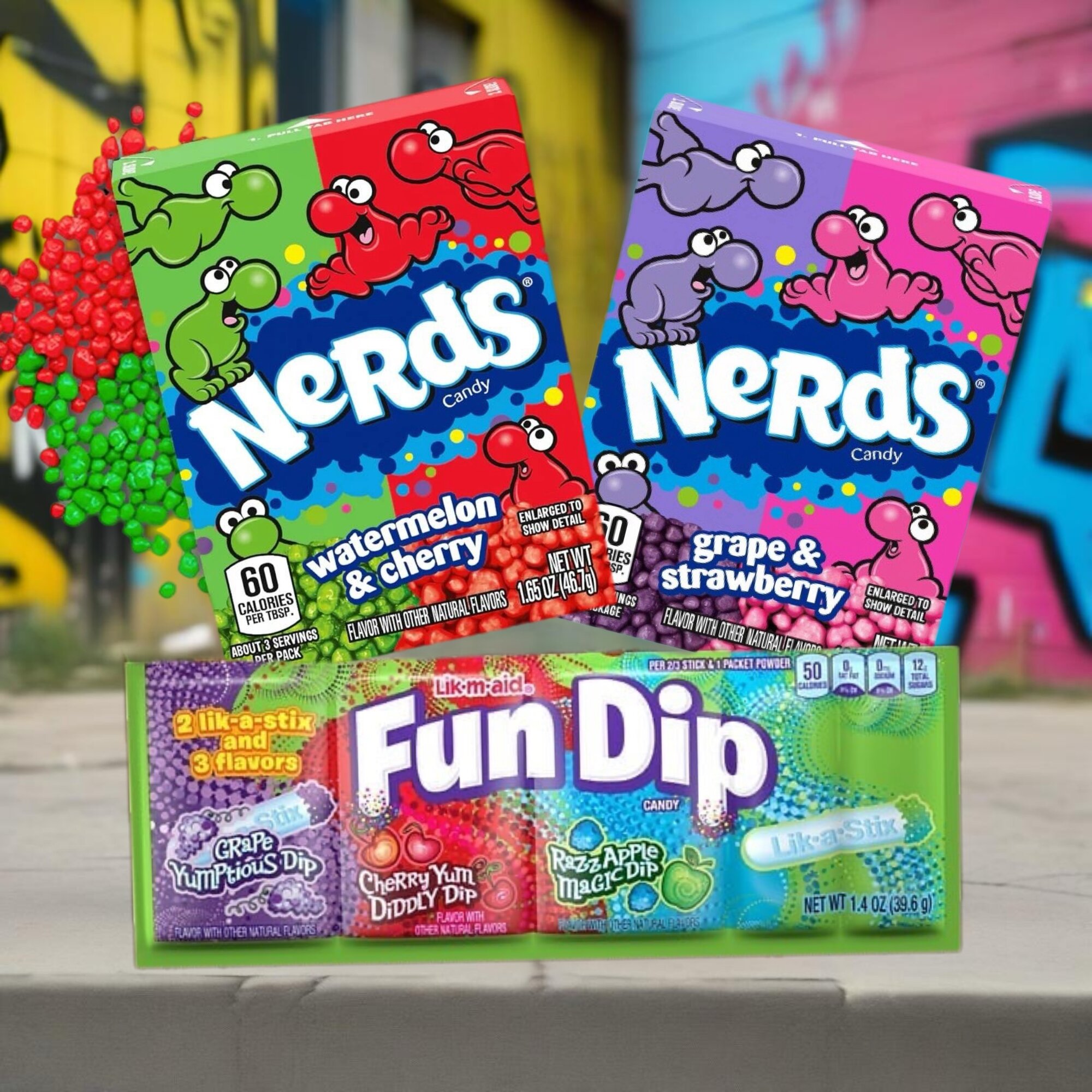Набор жевательных конфет Nerds 46,7 (2шт) , Fun Dip 40гр (США)