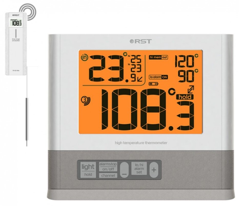 Термометр RST 77111 для бани, беспроводной, радиодатчик, выносной щуп, до 200°C