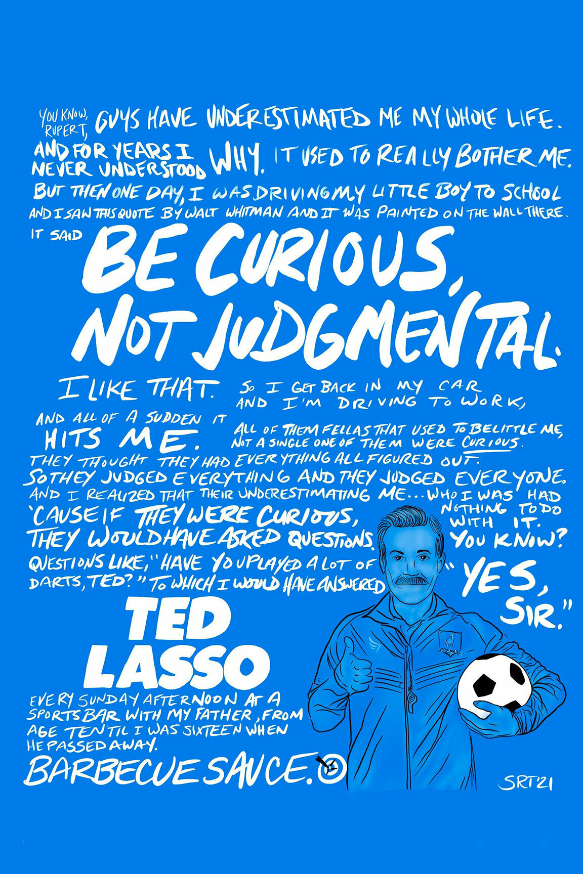 Постер / Плакат / Картина Рекламный постер к сериалу Тед Лассо 60х90 см в подарочном тубусе