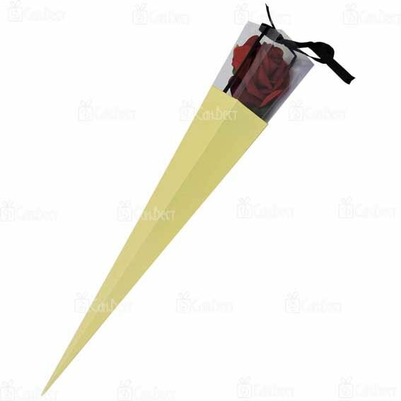 Упаковка для цветов СанВест подарочная, конус + окно, цвет Бежевый, размер 7,5х7,5х64 см