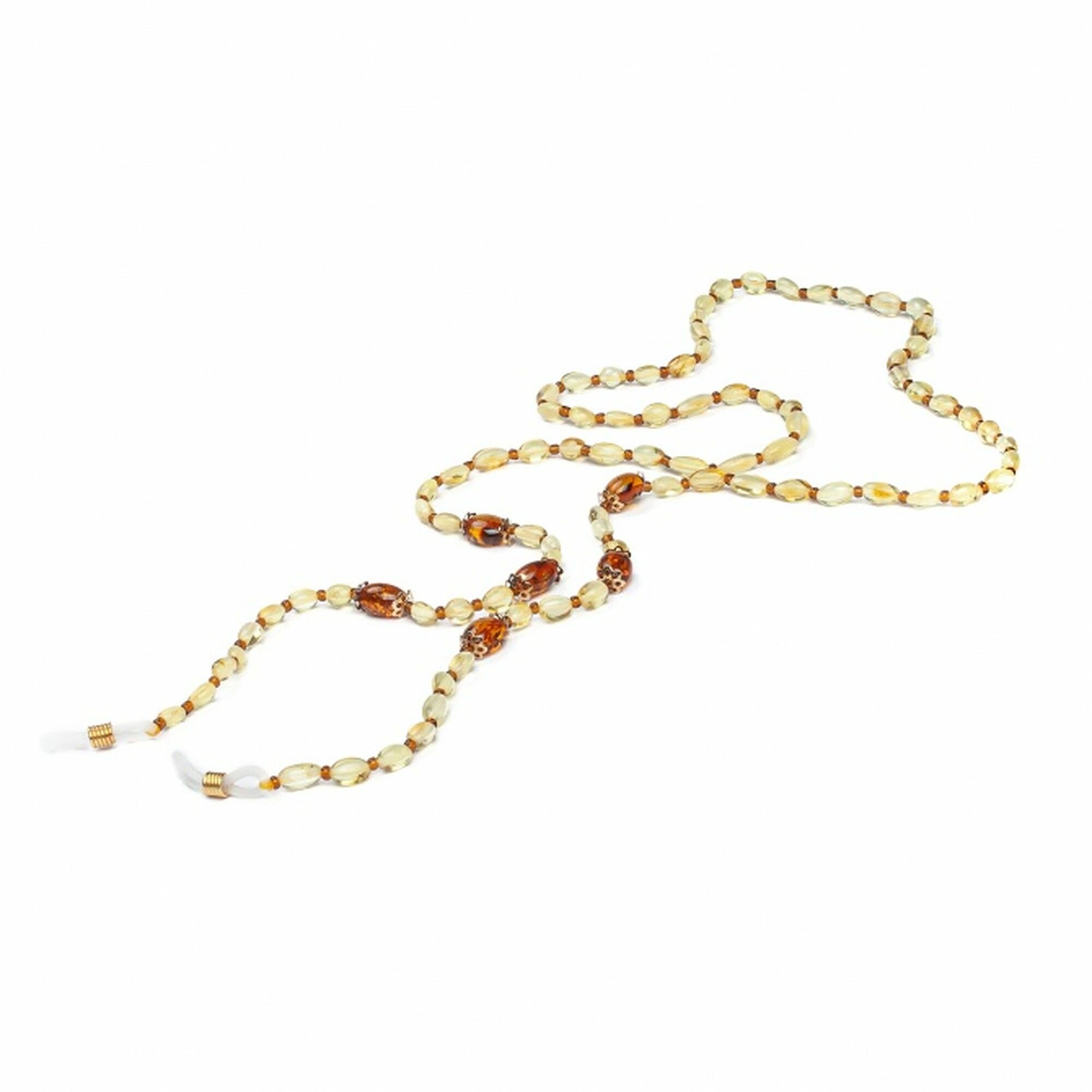 Бусы янтарные для очков DIAMANT-ONLINE, размер камня 9х8 мм, цвет желтый