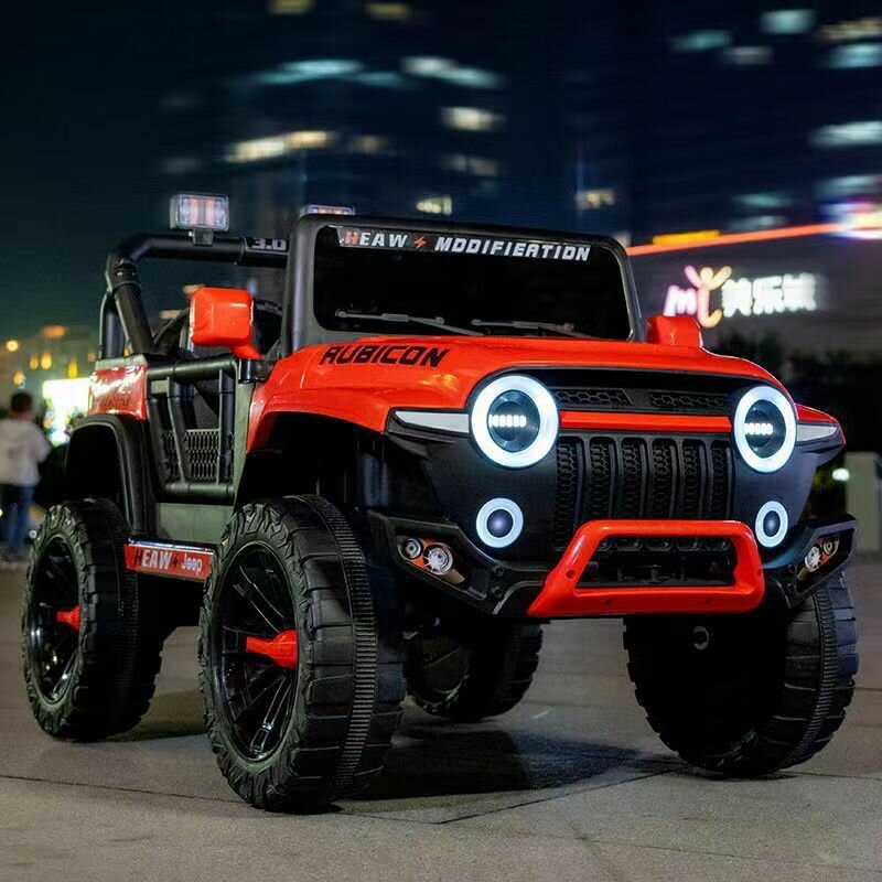 Jeep электромобиль красный, двухместный местный /4WD, с дистанционным управлением/Bluetooth