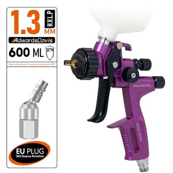 AdwardsDavis HVLP Автомобильная мебель Пистолет-распылитель Сопло 1,3 мм Инструменты для нанесения покрытий Кубок 600 мл