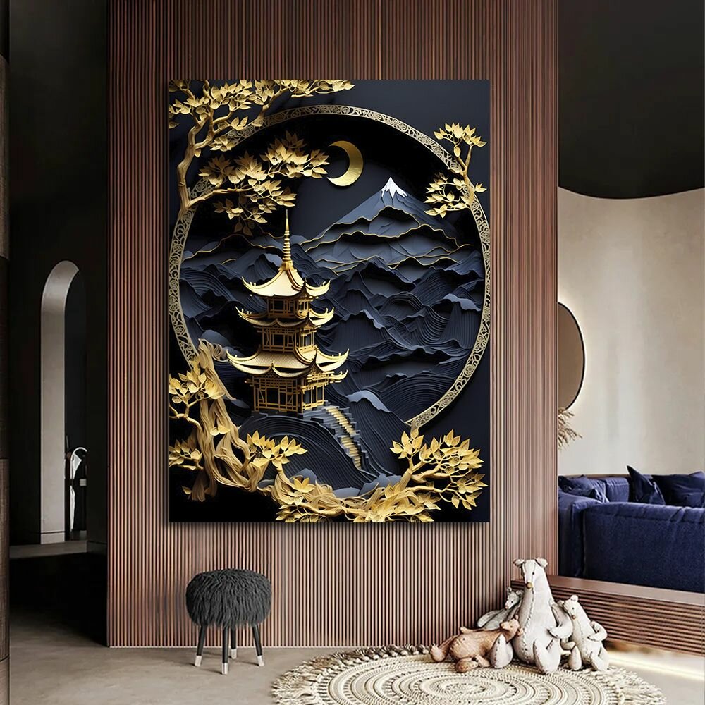 Картина "Самурай", на подрамнике, экологичные чернила, 20x30 см