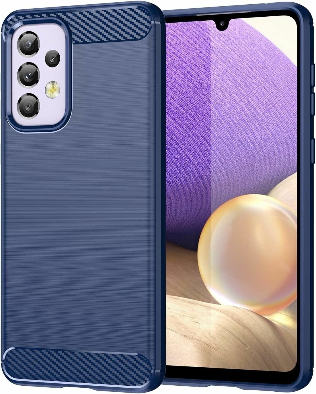 Чехол на Samsung Galaxy A33 силиконовый карбон сталь синий