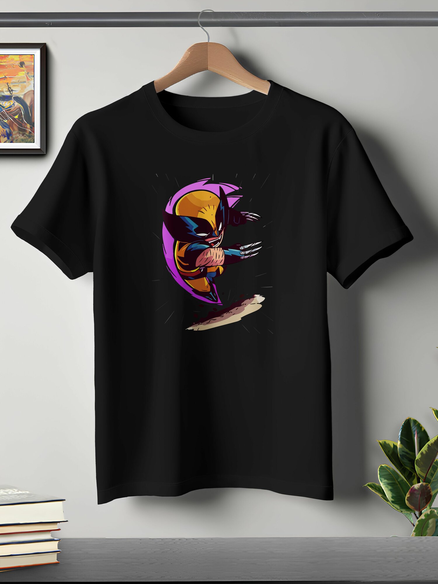 Футболка  Детская ONEQ 128 (8-9) размер с принтом Росомаха, черная