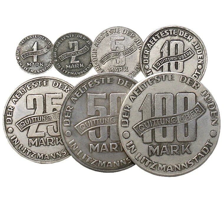 1-100 марок 1943 для Лодзинского Гетто набор 7 копий монет сувенирная копия монеты, нумизматика, деньги для коллекции