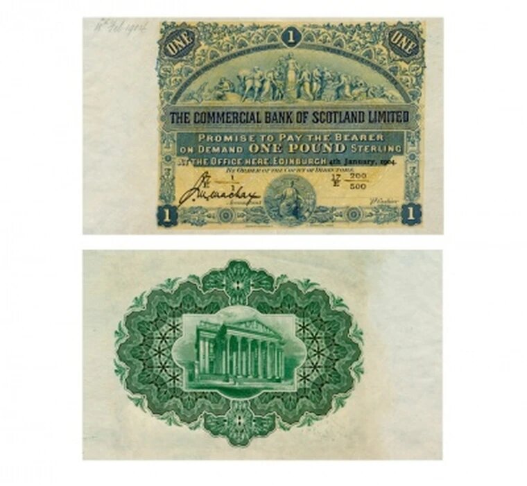 1 фунт 1904 Шотландия, Эдинбург, сувенирная копия, банкноты и купюры редкие коллекционные