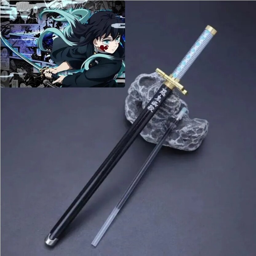 Ручка Demon Slayer с мини-моделью катаны Токито Муйтиро – коллекционная шариковая ручка для фанатов аниме и подписи