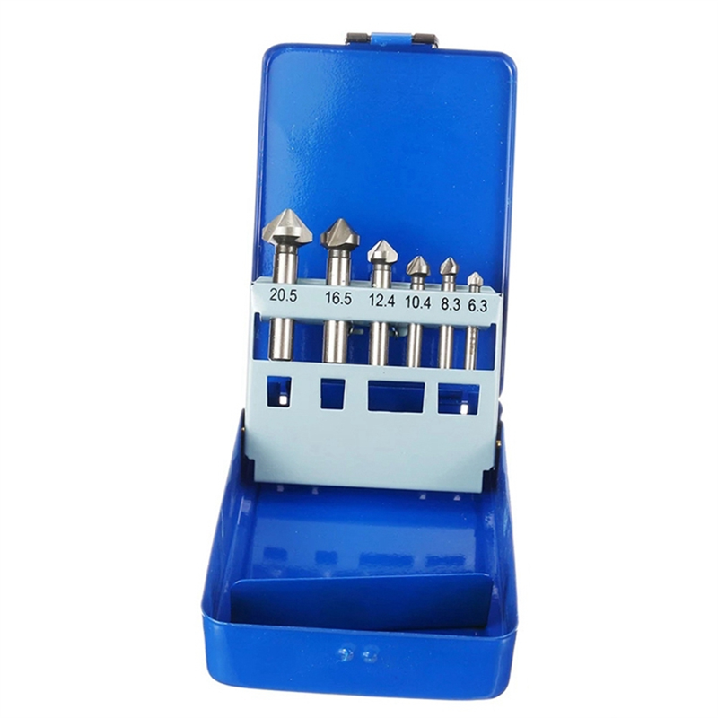 6 шт. Станок для снятия фаски, деревообрабатывающий фрезерный резец, набор зенкеров для отверстий 6,3–20,5 мм, полная шлифовка, быстрорежущая сталь