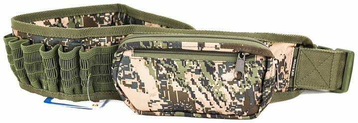 Хольстер патронташ открытый с подсумком под 12, 16 и 20 калибр, оксфорд ткань, для охоты