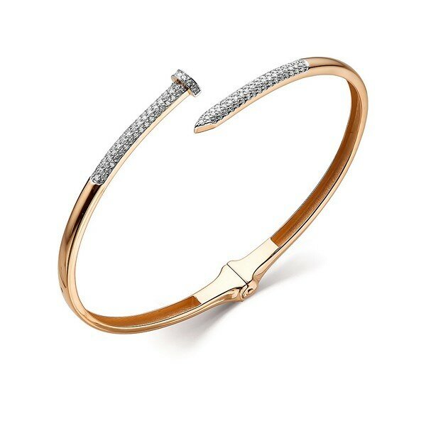 Браслет, красное золото, 585 проба, фианит