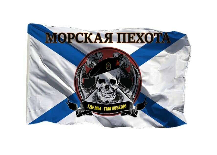 Флаг Морская пехота Где мы - там победа 70х105 см на сетке для уличного флагштока