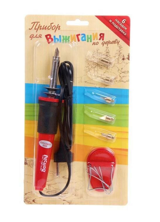 Выжигательный аппарат Лесная мастерская 6 насадок, подставка (133963)
