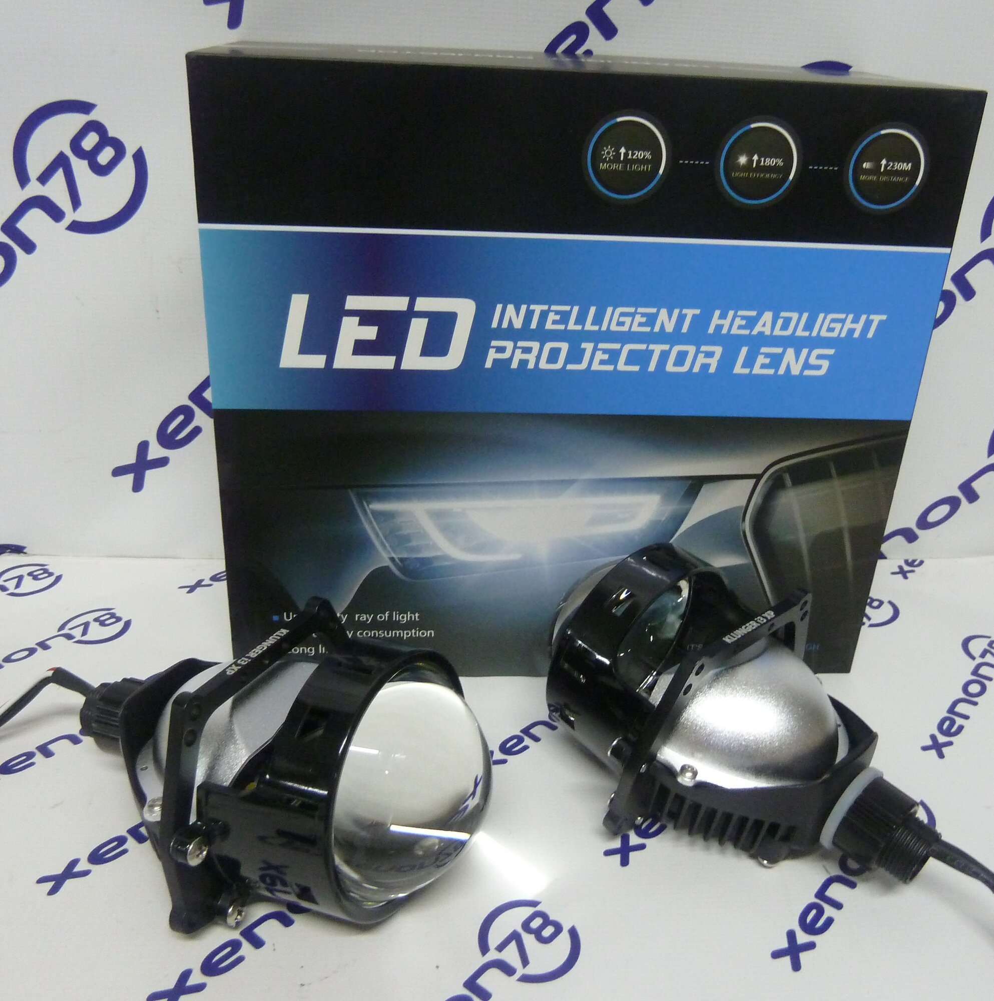 Светодиодная линза Bi-LED (модуль) 3.0" - Klunger i3 XP 70W 5000K 6500Lm (с крепление под рамку Hella 3 и под гайку) - 2 шт.