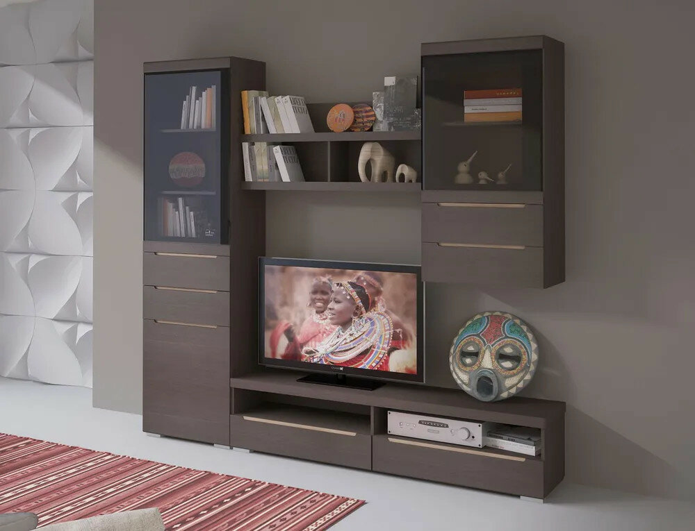 Гостиная мебель Миф Эколь Вариант №3 Шоколад/венге, размер 2230х390х2150мм