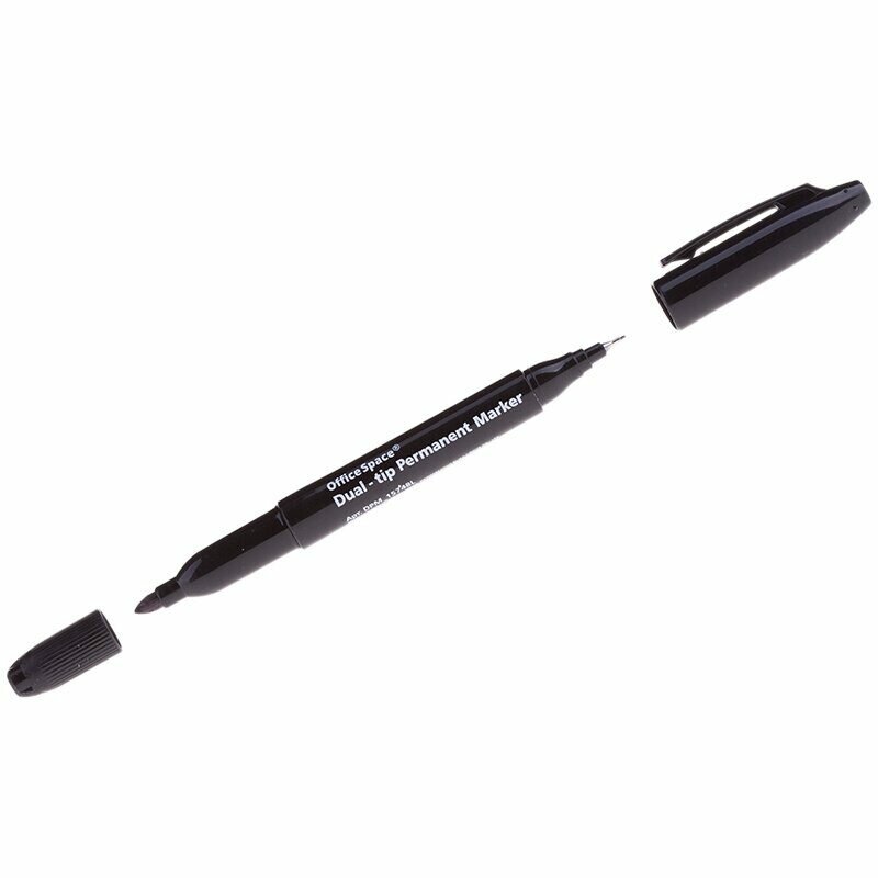 Маркер перманентный двухсторонний черный, пулевидный, 0,8-2,2мм, DPM_1574BL/178876