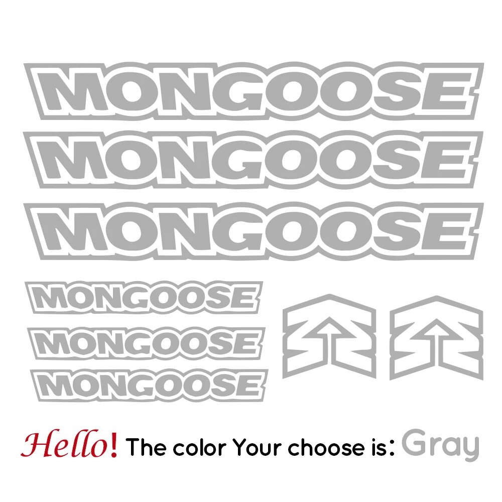 Милые виниловые наклейки Mongoose, наклейки для велосипедов, велосипедов, рамы, вилки, горные MTB BMX 58LN, художественный декор серый