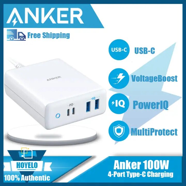 4-портовая зарядная станция Anker Type-C, доставка питания, PowerPort Atom, PD 4 для iPhone MacBook Pro, 100 Вт