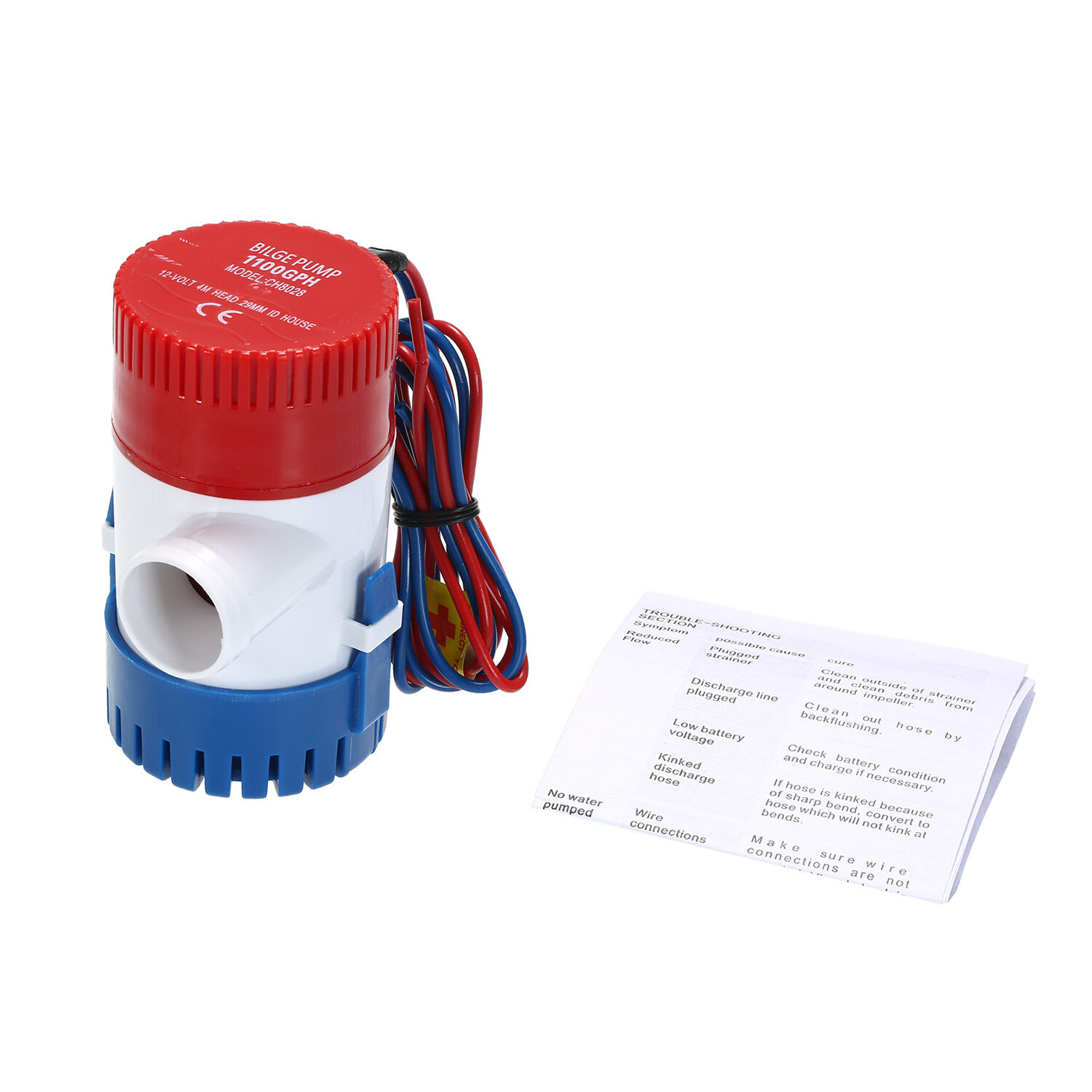 12V Electric Pump 1100GPH Marine Bilge Submersible Boat Water