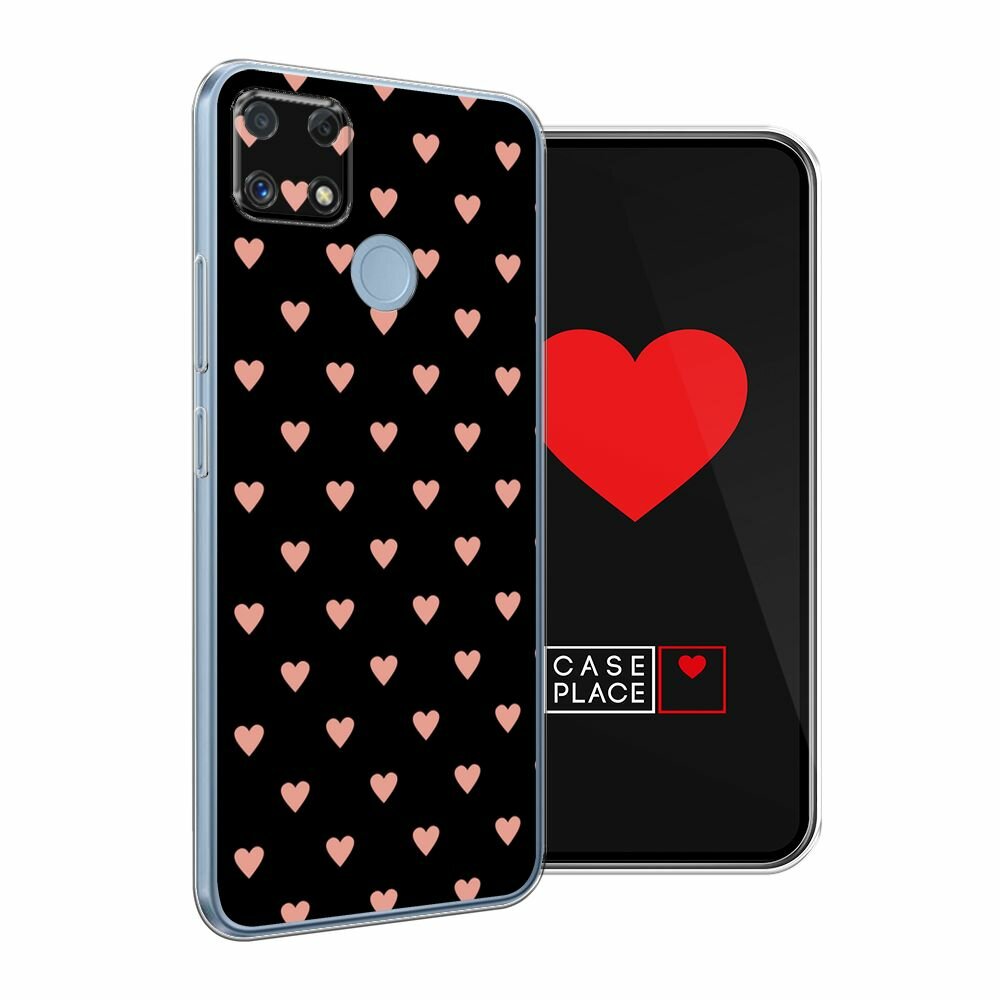 Чехол на Realme C25/C25s / Реалми С25/C25s с принтом "Розовые сердечки" — фото 1