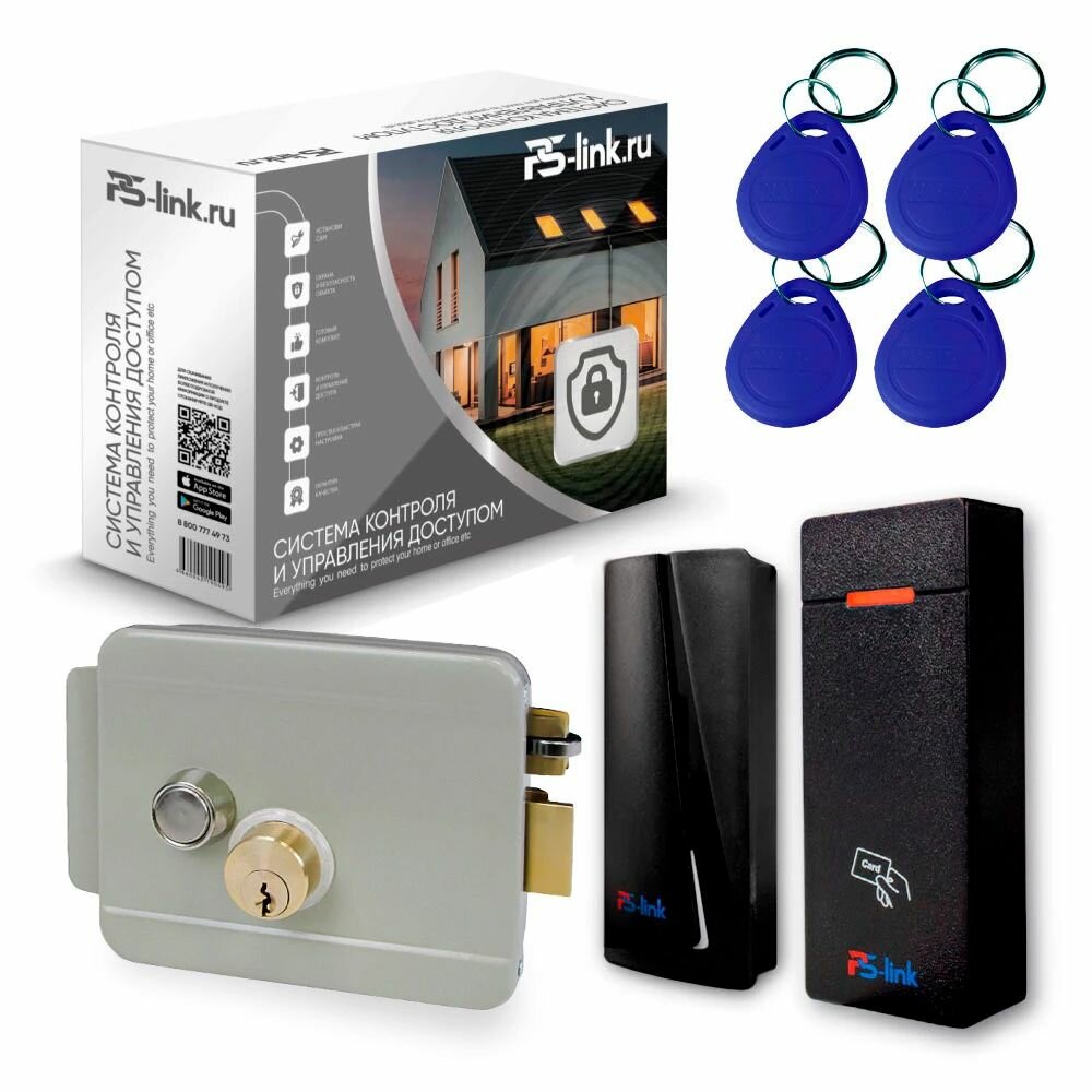 Комплект СКУД на одну дверь KIT-M010EM-WP-P-G / электромеханический замок / панель со встроенным контроллером на 10000 пользователей и 2 считывателя EM-Marine