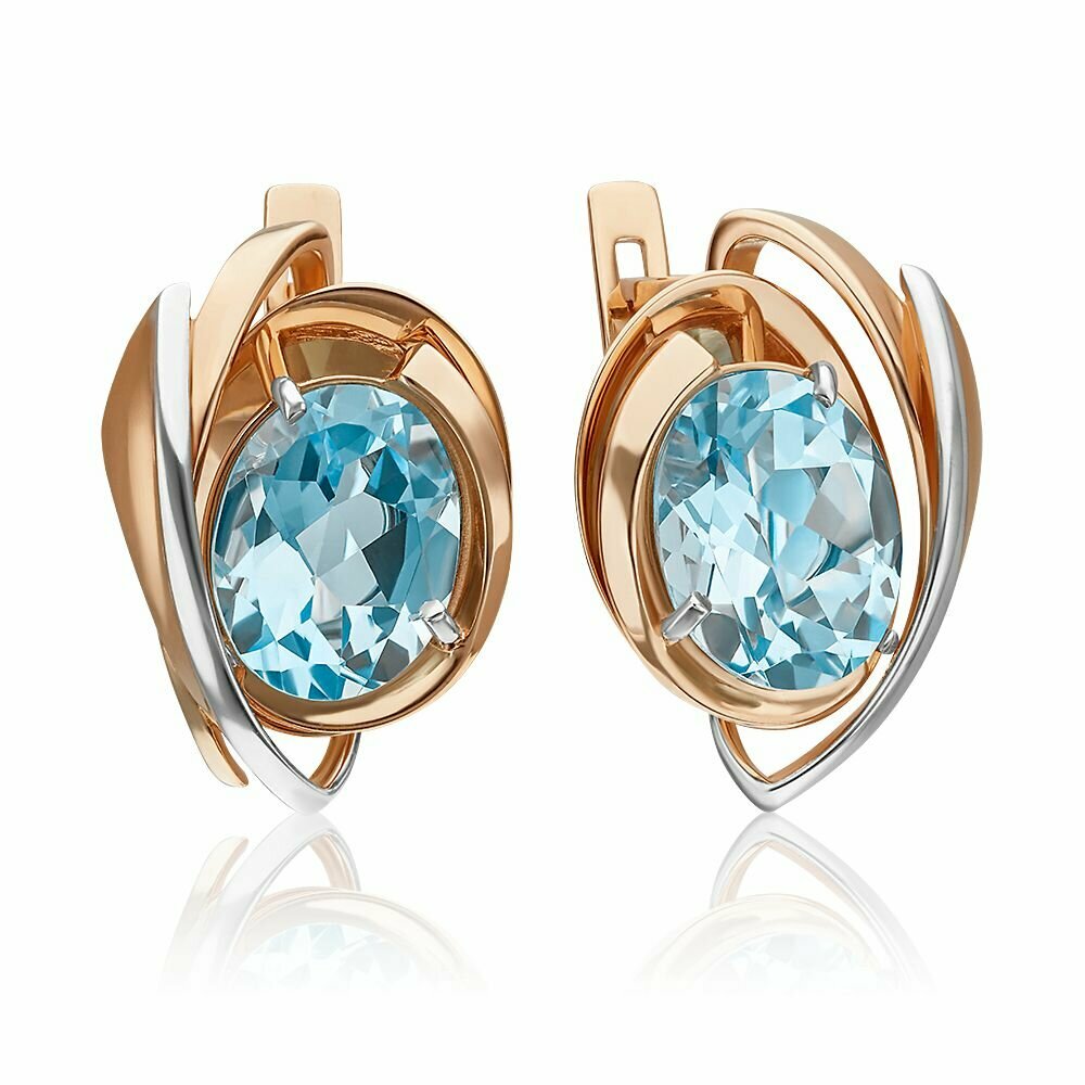 Серьги, красное золото, 585 проба, топаз