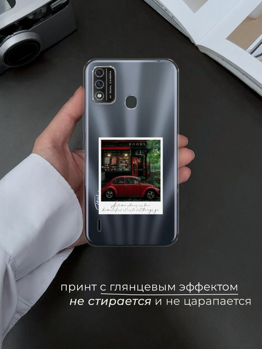 Чехол на Itel A48 / Ител А48 с принтом Осенний палароид красный — фото 1