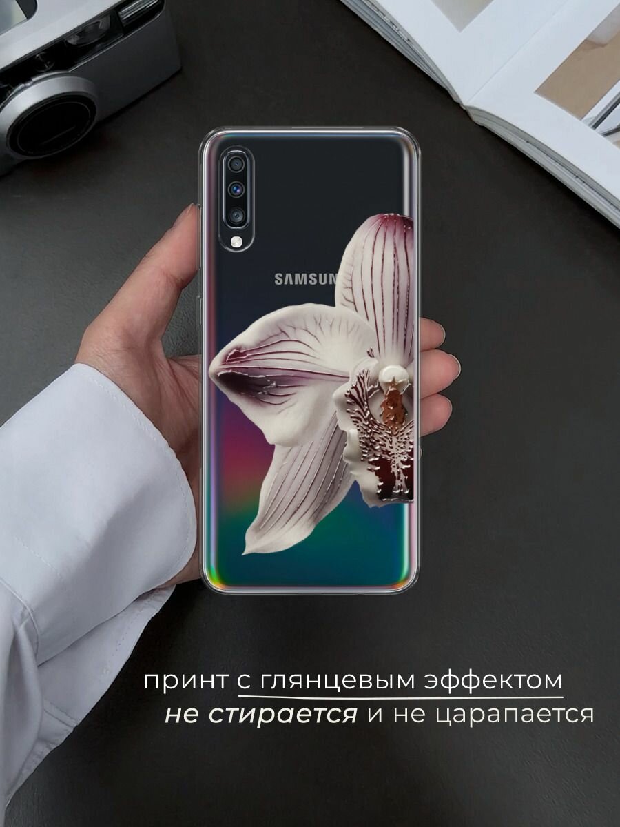 Чехол на Samsung Galaxy A70 / Самсунг Галакси А70 с принтом Белая орхидея — фото 1