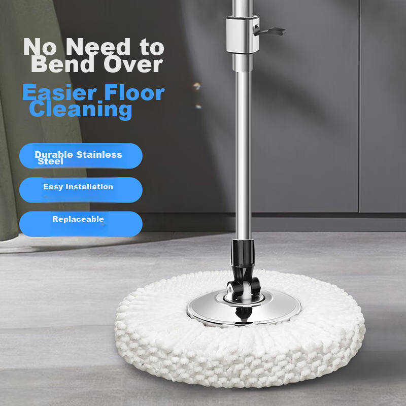 Baijiahaoshi Hands-Free Rotating Mop Handle, Stainless Steel Handle And Mop Head Set, Mop Head Not Included