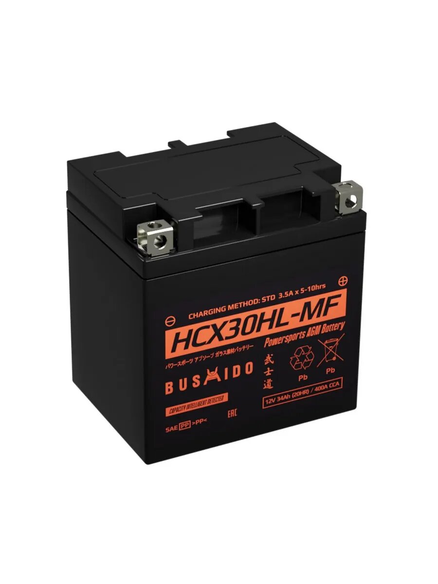 Аккумулятор BUSHIDO HCX30HL-MF 12V 34Ач 400А обр. пол.