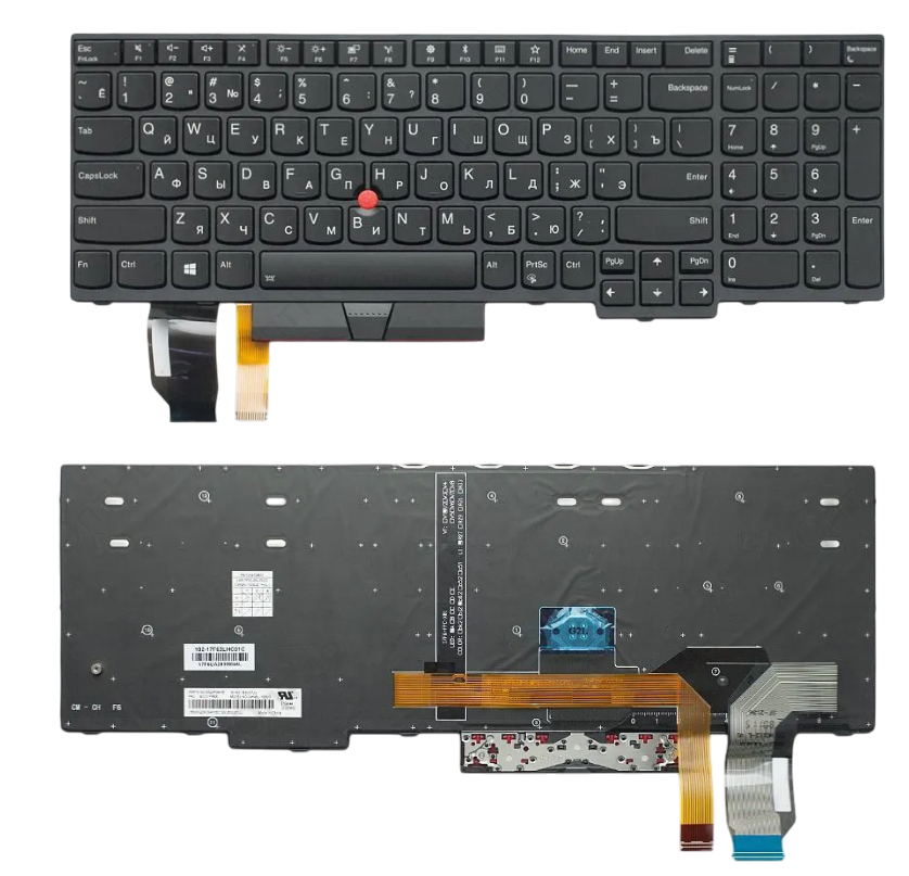 Клавиатура для ноутбука Lenovo ThinkPad E580, T590, E590, L580, E585, чёрная, рамчка чёрная, с джойс