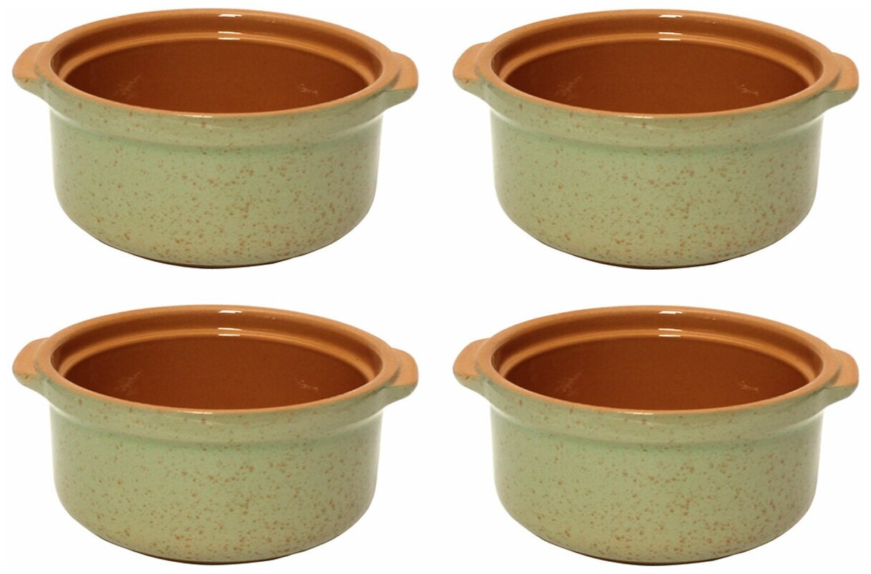 Набор из 4-х форм для запекания с ручками d15см, 0,8л (зеленый)