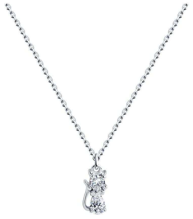 Колье, серебро, 925 проба, родирование, фианит