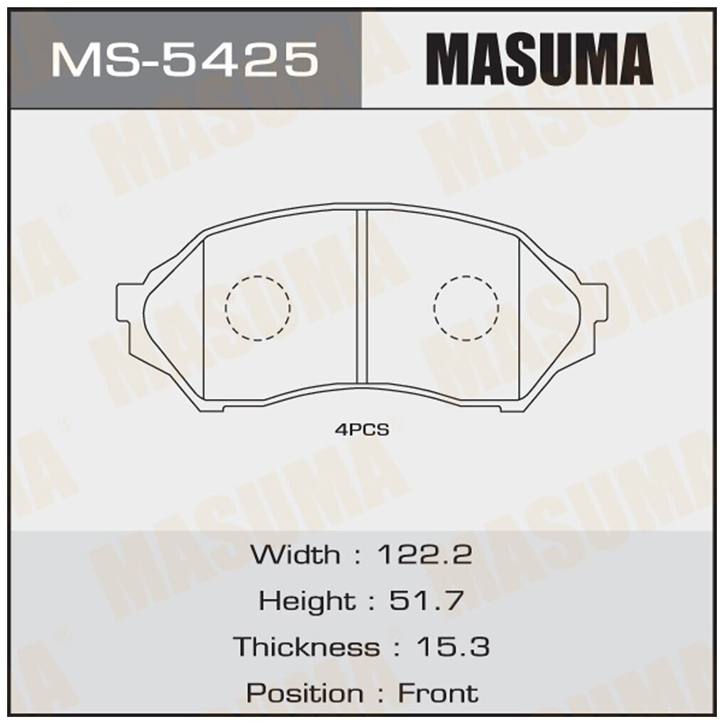 Колодки тормозные Mazda 323 98-04, Familia 98-03; Ford Laser 98- передние MASUMA
