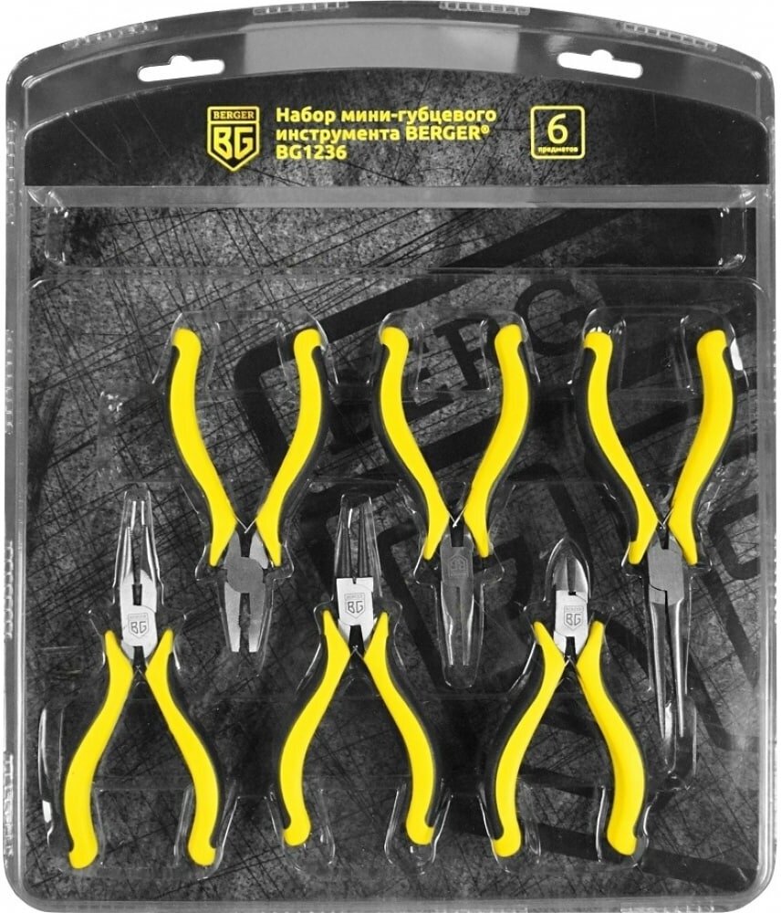 Набор мини-губцевого инструмента Berger BG 6 предметов BG1236