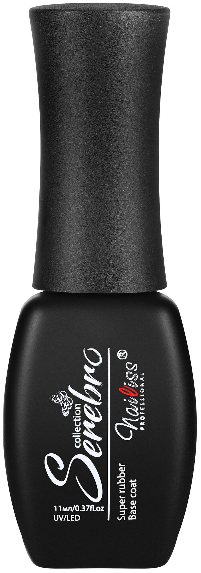 База для гель-лака Serebro Super Rubber каучуковая основа для ногтей, прозрачная, 11 мл
