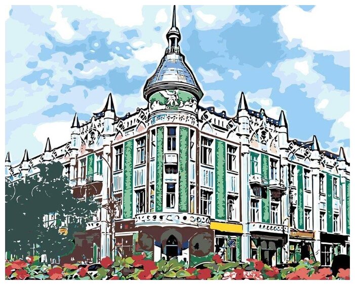 Картина по номерам ЖПН на холсте с подрамником "Старинное здание", Раскраска 40х50 см, Дом Архитектура Лето Пейзаж