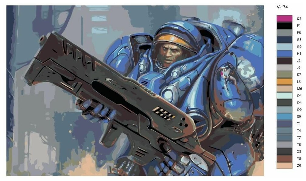 Картина по номерам V-174 "Игра StarCraft. Джеймс Рейнор" 40х60