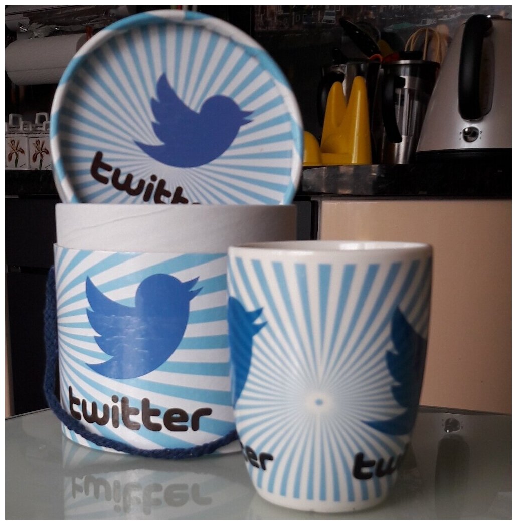 Кружка VETTA TWITTER, фаянс, 350мл, голубая, в подарочной упаковке