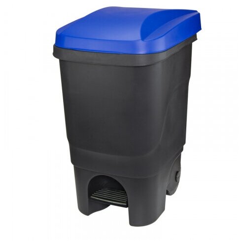 Бак для мусора Idea 60 л М 2398 с педалью на колесах синяя крышка